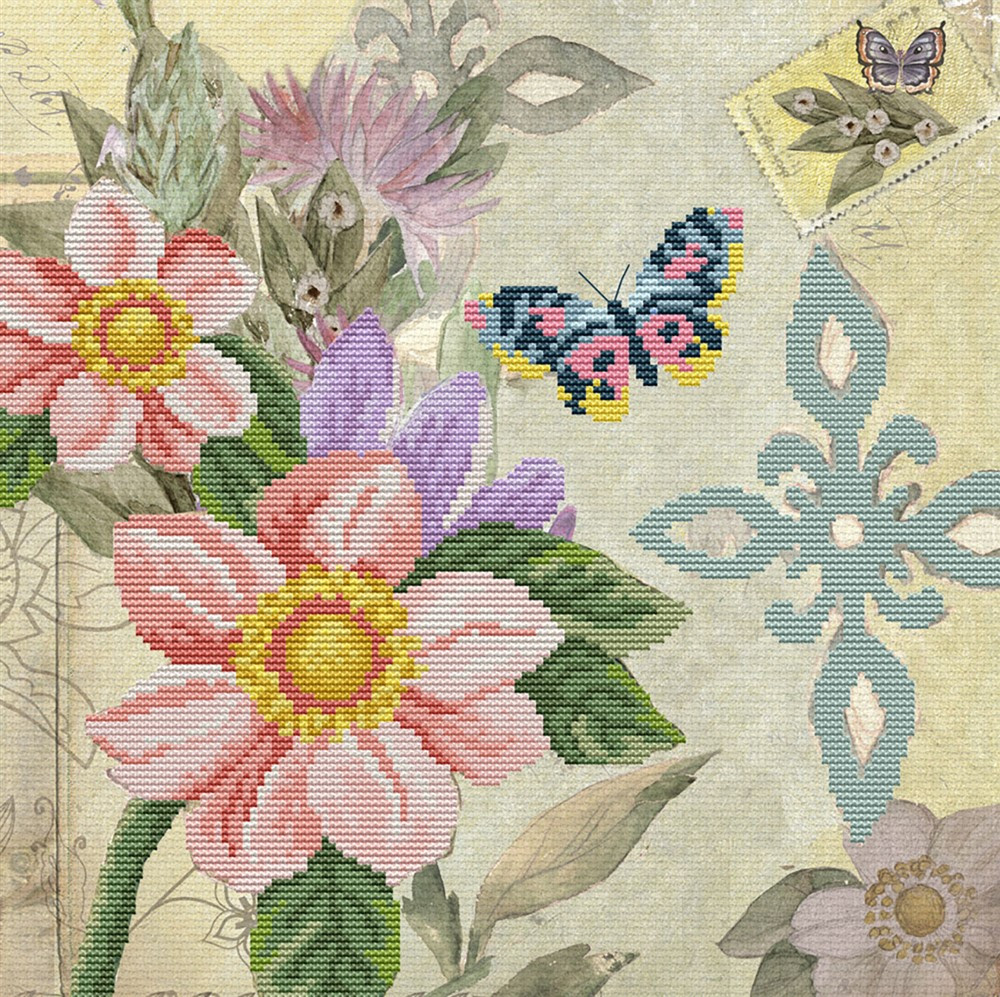Butterfly Garden Printed Cross Stitch Kit By Needleart World ...