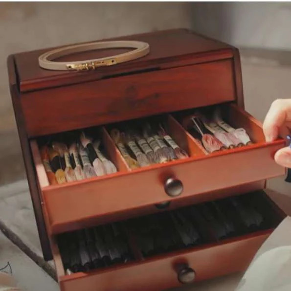 DMC Mini Wooden Embroidery Box with 120 Threads and a free pattern ...