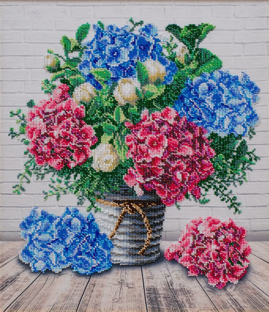 Bouquet of Hydrangeas Beaded Embroidery Kit By VDV - MariesCrossStitch ...