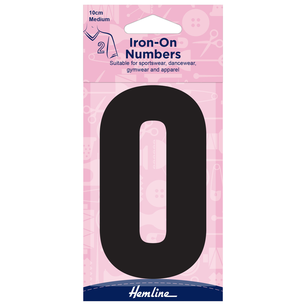 Number 0 Black Iron-on Motif 10cm by Hemline - MariesCrossStitch.co.uk