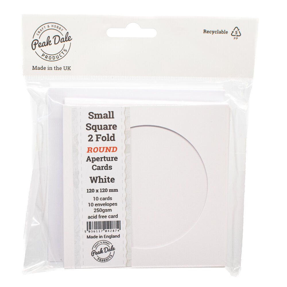 10 Small Square Round White Cards with Apertures - Aperture Size ...