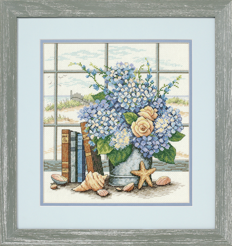 Hydrangeas And Shells Cross Stitch Kit | MariesCrossStitch.co.uk