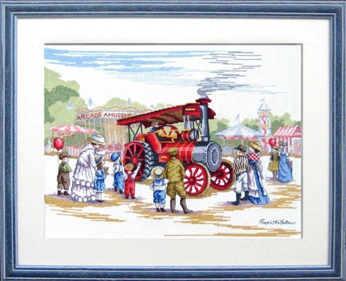 Steam Engine Cross Stitch Kit by Faye Whittaker - MariesCrossStitch.co.uk
