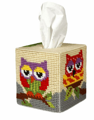 Tissue Box Cover Owl Needlepoint Kit by Orchidea - MariesCrossStitch.co.uk