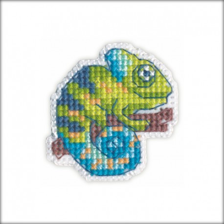 Chameleon Badge Cross Stitch Kit on Plastic Canvas by Oven ...