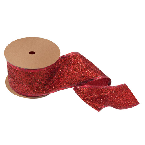 Glitter Ribbon: 10m x 63mm: Red by Trimits - MariesCrossStitch.co.uk
