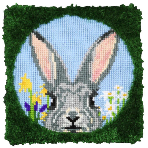 Rabbit Latch Hook And Cross stitch Cushion Front Kit by Pako ...