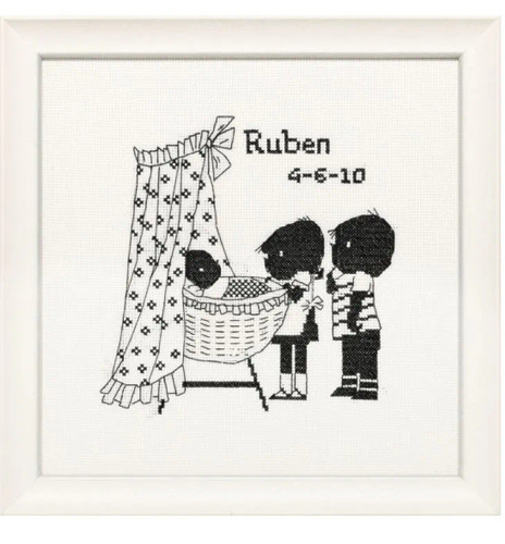 Black and White Kids Birth Cot Cross Stitch Kit by Pako ...