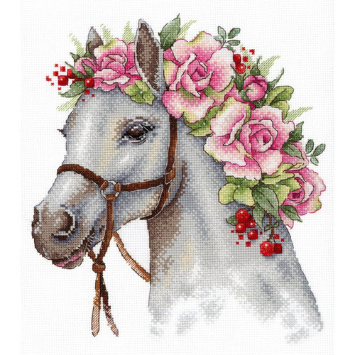 Flower Horse Counted Cross Stitch Kit By MP Studia - MariesCrossStitch ...
