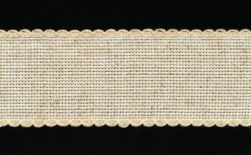 1 Metre of Aida Band Fabric 5cm Wide 14 Count Natural with Natural Edge ...