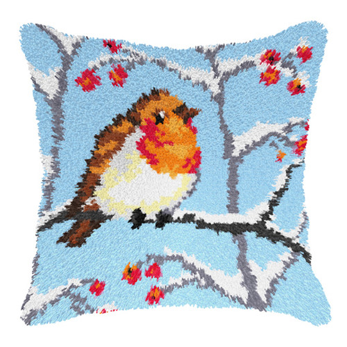 Winter Bird Latch Hook Cushion Kit by Orchidea - MariesCrossStitch.co.uk