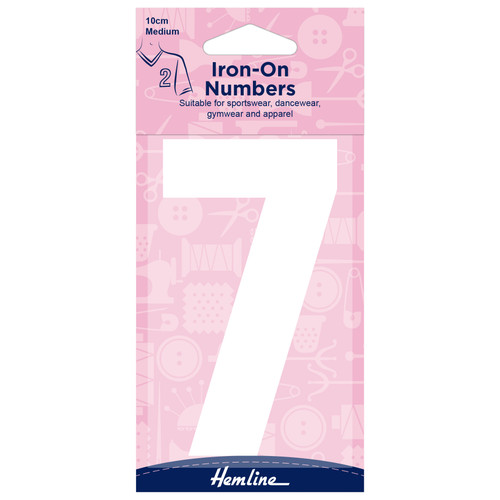 Number 7 White Iron-on Motif 10cm by Hemline - MariesCrossStitch.co.uk