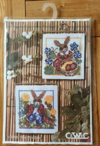 2 Girl & Boy County Bunny Rabbits Cross Stitch Kits By CeWeC ...