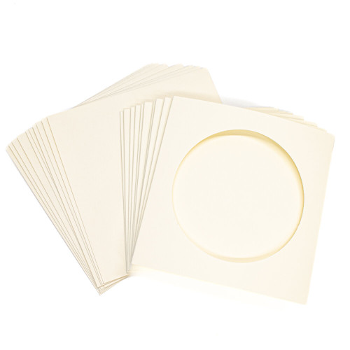 10 Small Square Round Cream Cards with Apertures - Aperture Size ...