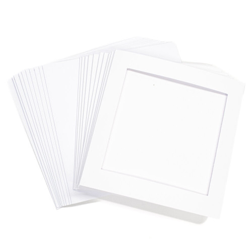 10 Small Square Square White Cards with Apertures - Aperture size: 89mm ...