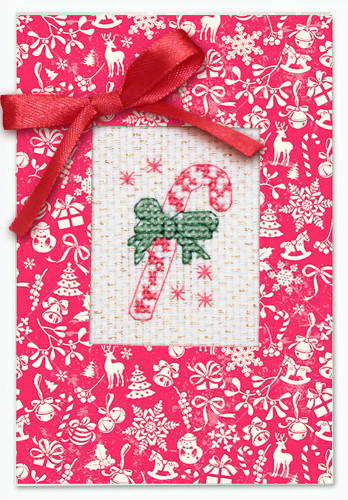 Candy Cane Cross Stitch Post Card Kit by Luca-S - MariesCrossStitch.co.uk
