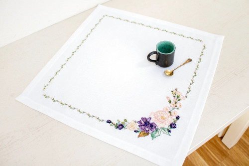 Floral Table Topper Counted Cross Stitch Kit by Luca-S ...