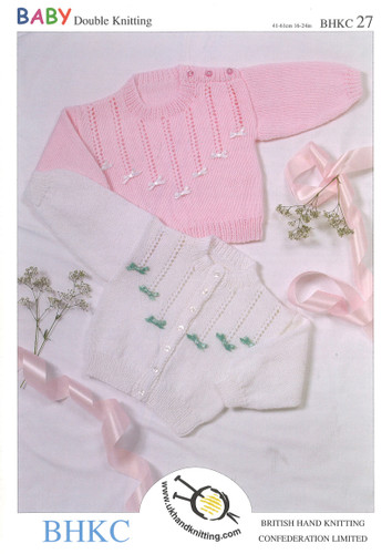 Pattern: Double Knitting: Cardigan and Sweater with bows ...