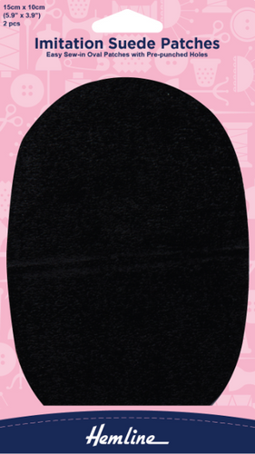 Sew-in Imitation Suede Patches in Black by Hemline - MariesCrossStitch ...