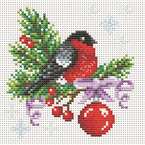 Bullfinch Embellished cross stitch Kit By VDV - MariesCrossStitch.co.uk