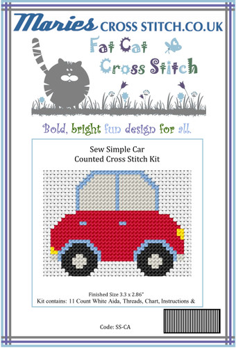 Sew Simple Car Cross Stitch Kit by Fat Cat - MariesCrossStitch.co.uk