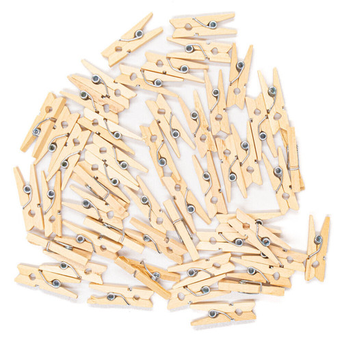 Pack of 50 Mini Pegs NATURAL 25mm By Peak Dales - MariesCrossStitch.co.uk