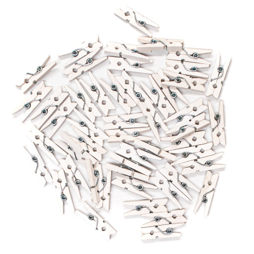 Pack of 50 Mini Pegs WHITE 25mm by Peak dales - MariesCrossStitch.co.uk