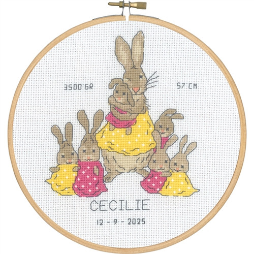 Rabbit Birth Sampler Counted Cross Stitch Kit by Permin ...