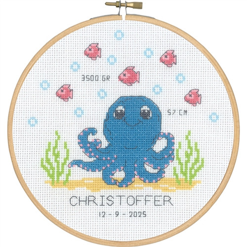 Octopus Birth Sampler Counted Cross Stitch Kit by Permin ...