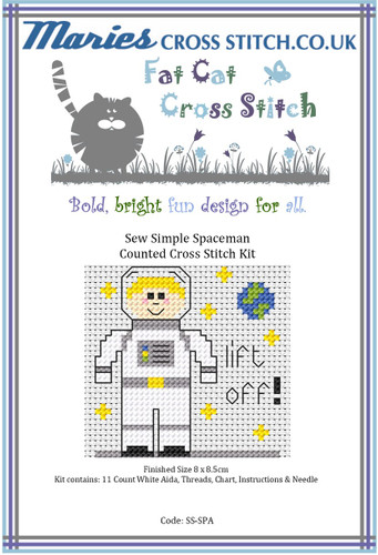 Sew Simple Spaceman Cross Stitch Kit by Fat Cat - MariesCrossStitch.co.uk