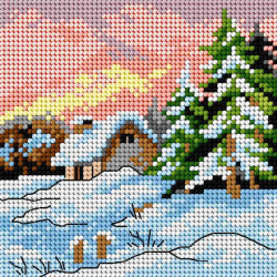 Cottage by the Lake Winter Tapestry Canvas Only by Orchidea ...
