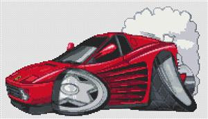 Ferrari Testarossa Caricature Cross Stitch Kit | MariesCrossStitch.co.uk