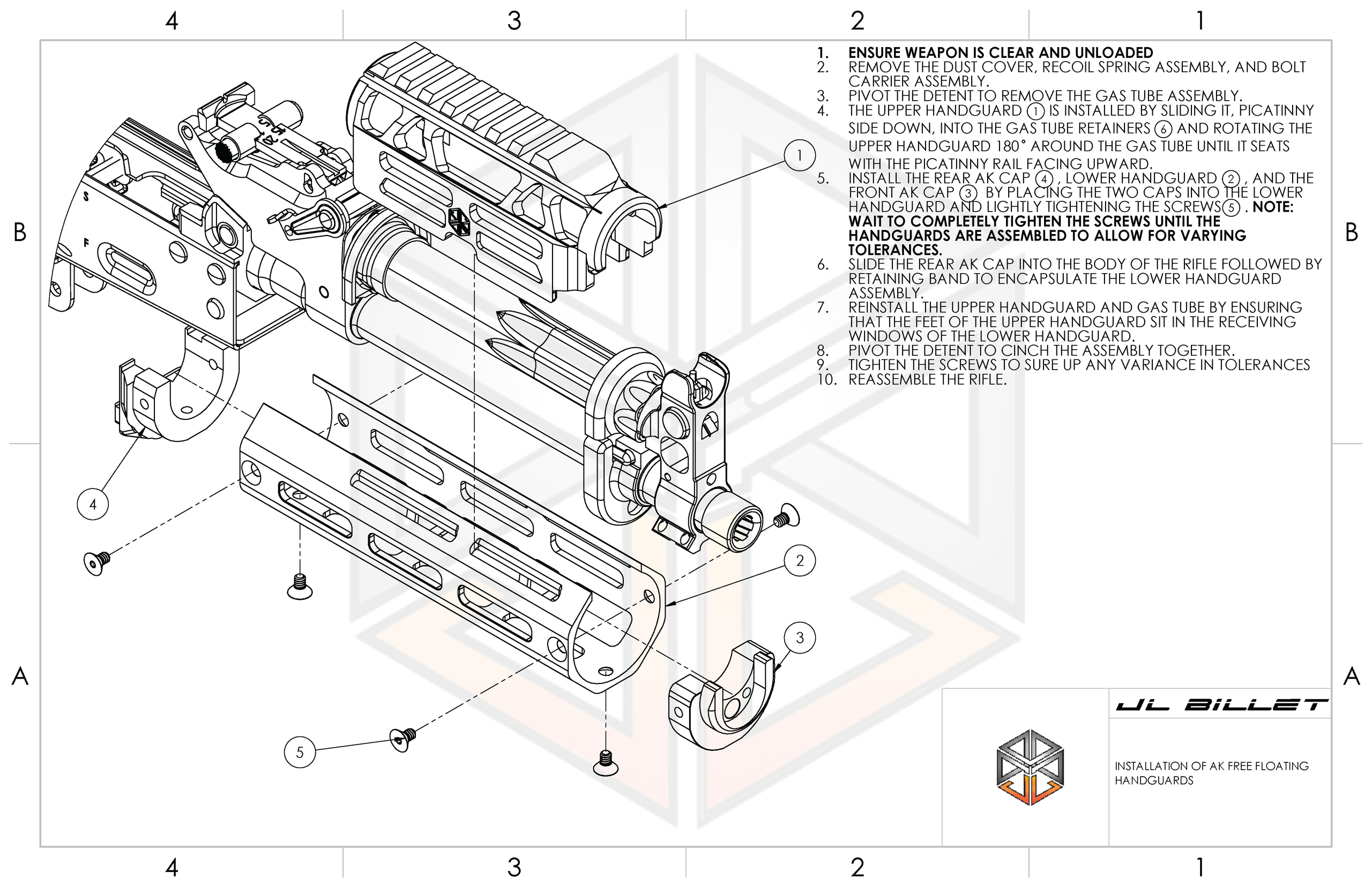 AK or AKV Railed Handguard with M LOK | JL Billet