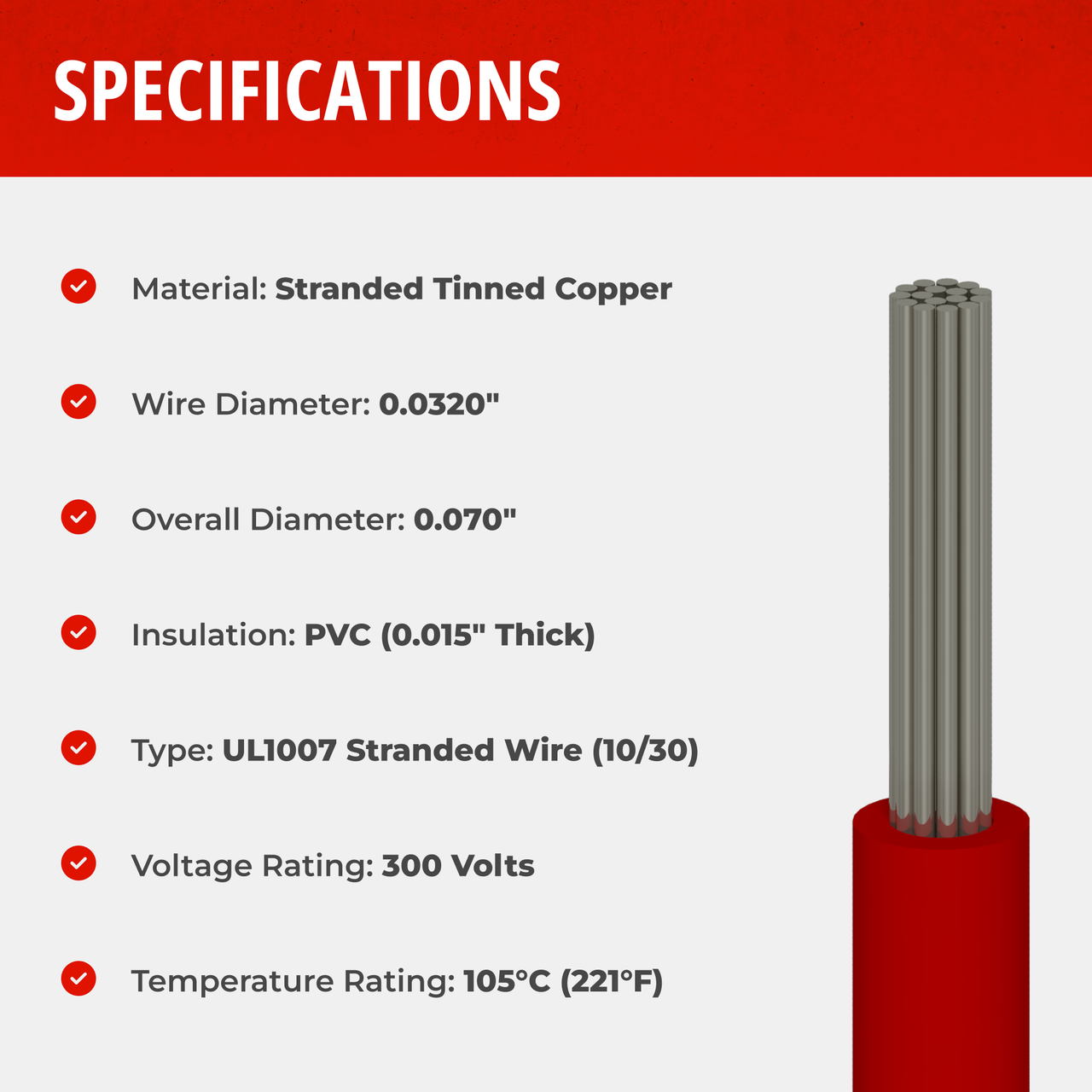 20 Gauge Wire | Hook Up Wire | UL1007 300V Stranded & Solid