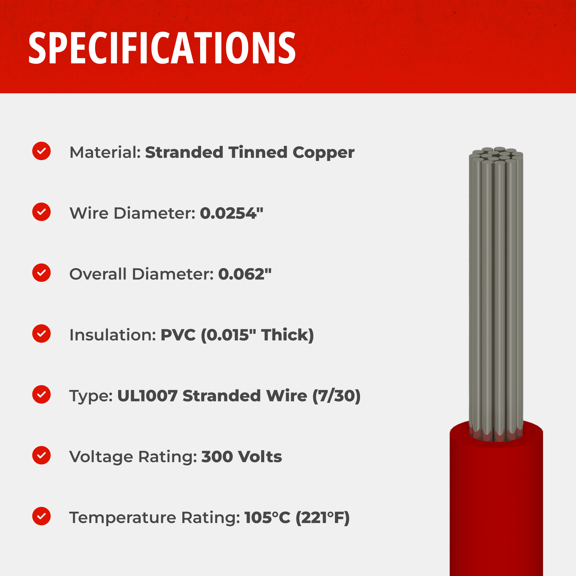 22 Gauge Wire | Hook Up Wire | UL1007 300V Stranded & Solid