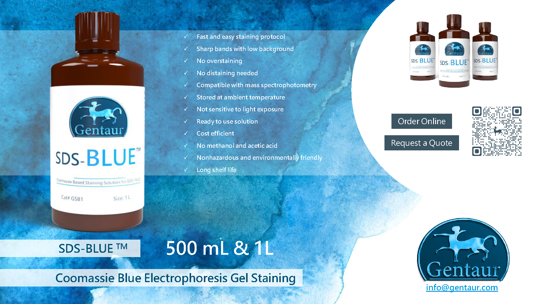 SDS-Blue™ | Coomassie Blue | Electrophoresis Gel Staining | Gentaur