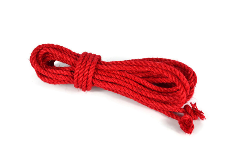 Red dyed jute rope, shibari, single yarn, 6mm x 8m (26.25ft)