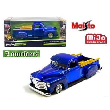Maisto 1 26 1950 Chevrolet 3100 Pickup Truck Lowrider Candy Blue Design Lowriders Mijo Exclusives Kev s Diecast Collectibles