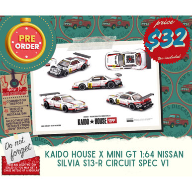 PREORDER: Kaido House x Mini GT 1:64 Nissan Silvia S13-R Circuit Spec ...