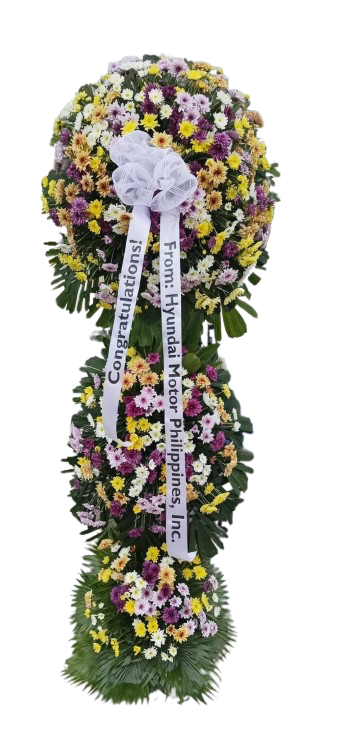 3 Layer Inauguration Flower Stand Rainbow Chrysanthemums