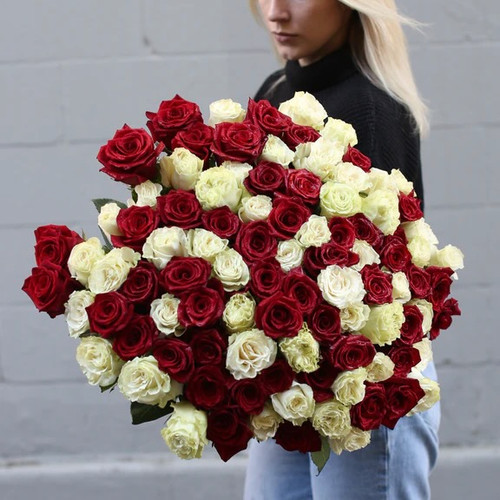 Giant Red White Ecuadorian Rose Bouquet | Flower Delivery Manila