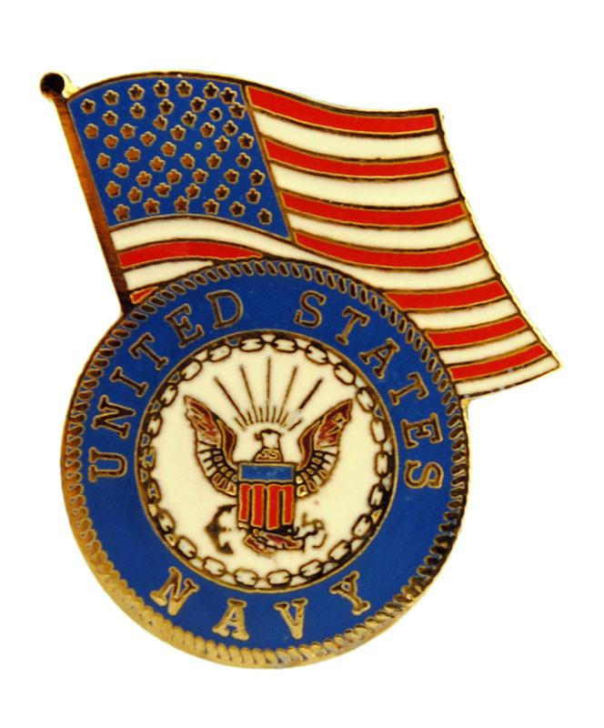 USN Logo with US Flag Lapel Pin