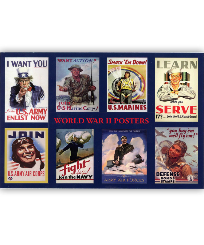WWII Poster Stickers Postcard