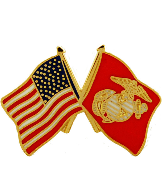 USA Flag and USMC Flag Small Lapel Pin