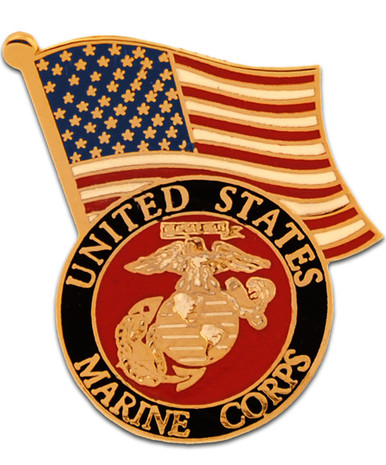 USMC Logo with US Flag Lapel Pin