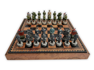 Hand Painted Resin WWII Chess Set