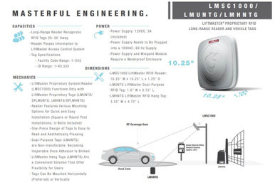 LIftMaster LMSC1000 Long Range Vehicle Access-Card Reader RFID Wiegand ...