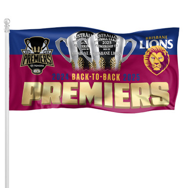 2025 AFL Premiers Flag Pole Flag - Lions Shop - Brisbane Lions