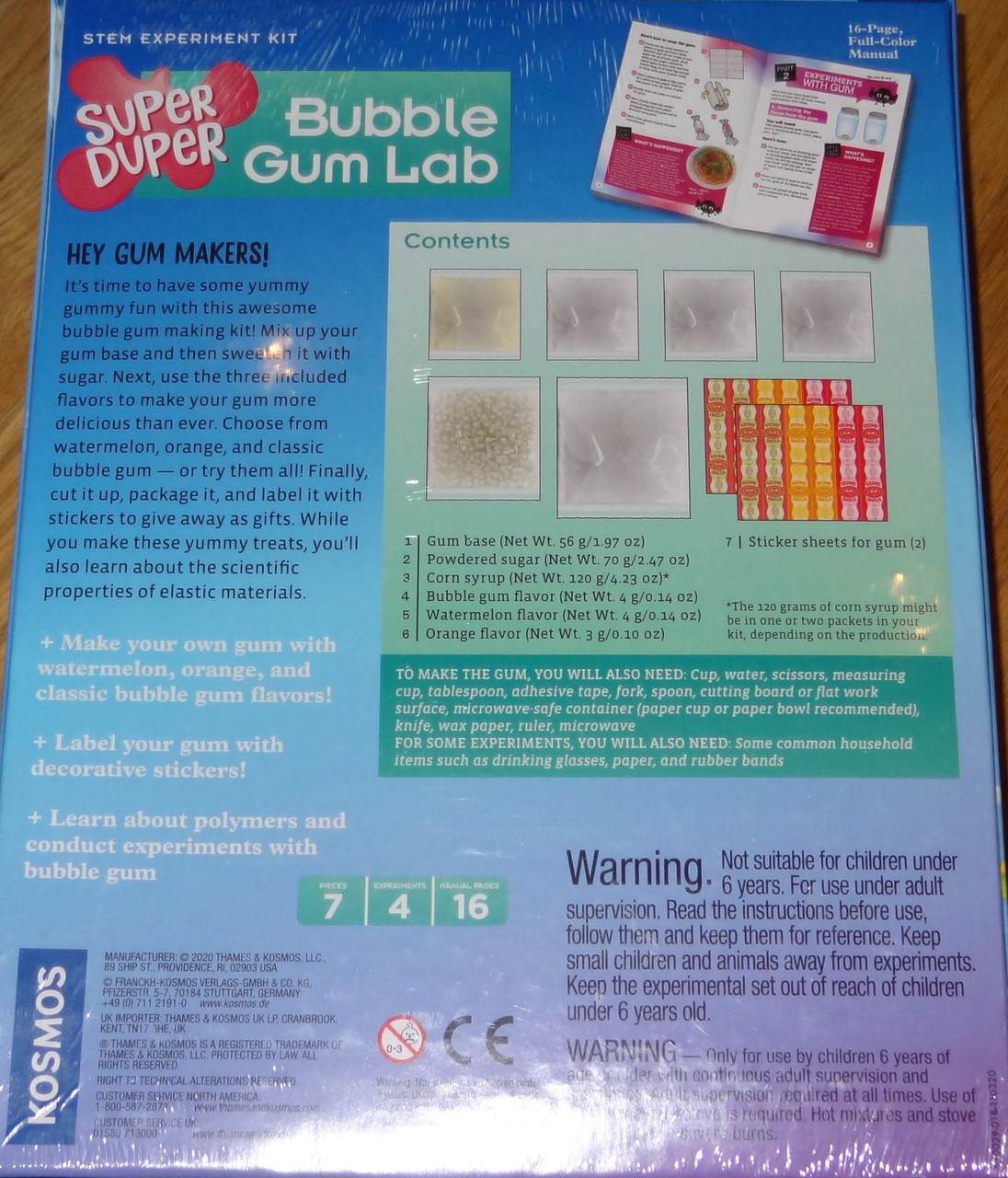 Super Duper Bubble Gum Lab Science Project Kit - Corner Pockets