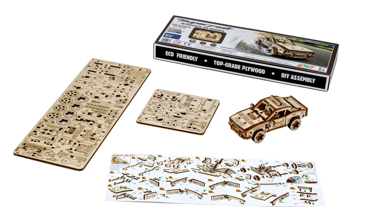 Police Car Superfast Wooden City - Corner Pockets